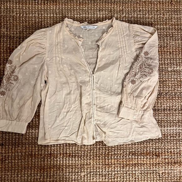 Zara | Tops | Zara Embroidered Blouse | Poshmark